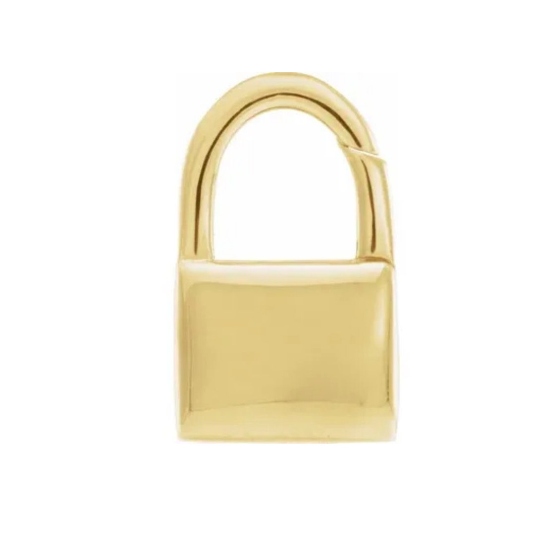 14K Solid Gold Padlock Pendant/charm Bail Enhancer - Etsy