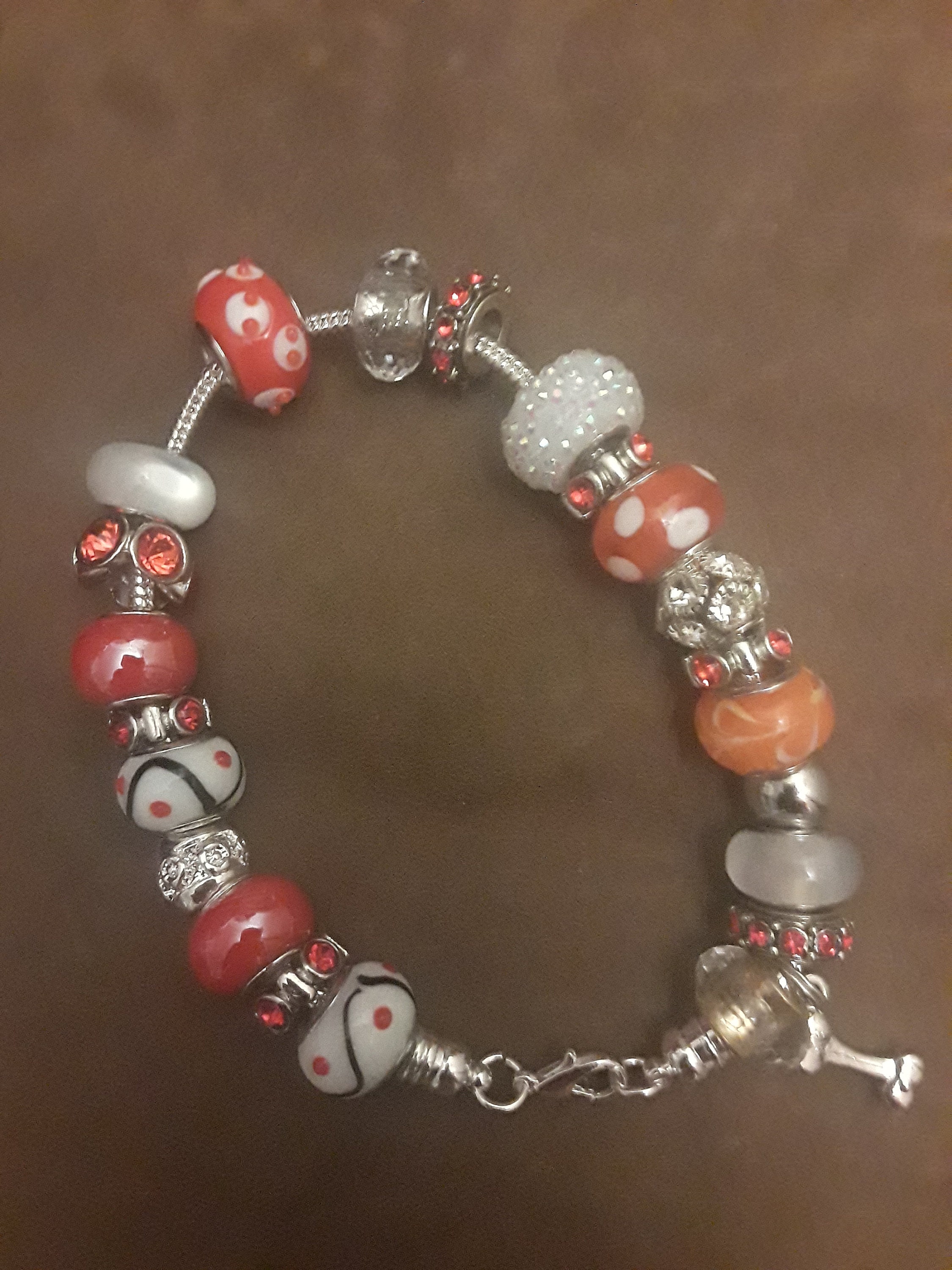 Red and Orange tangerine Pandora Anklet Charm Bracelet - Etsy