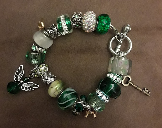 Green Pandora Charm Bracelet - Etsy