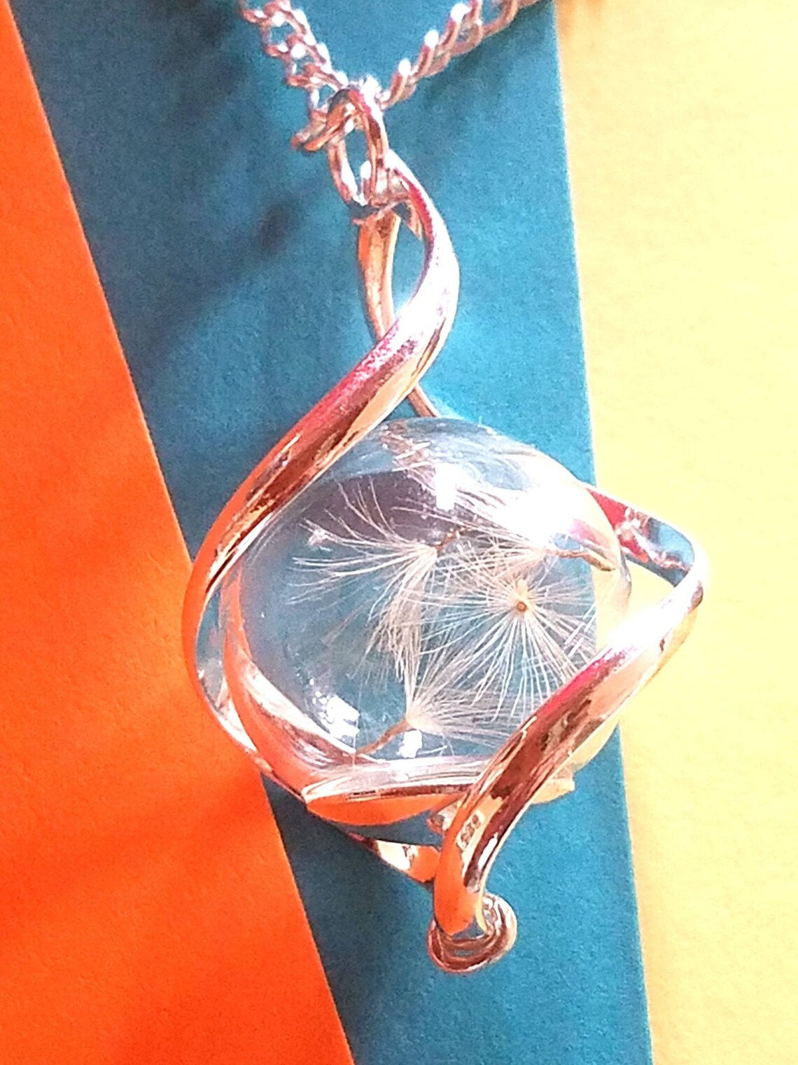 Handmade Fancy Glass Orb Dandelion Seeds Silver Necklace - Etsy