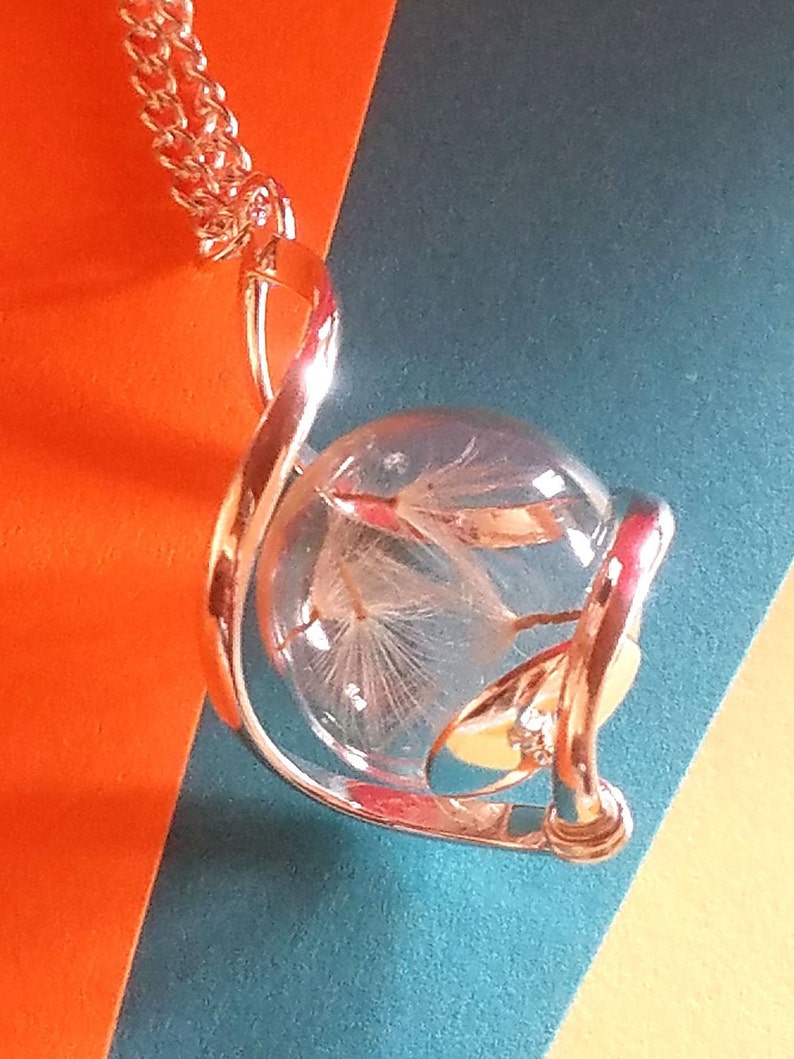 Handmade Fancy Glass Orb Dandelion Seeds Silver Necklace - Etsy