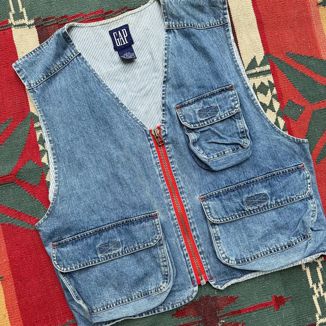 Vintage 90s GAP Denim Vest - Etsy