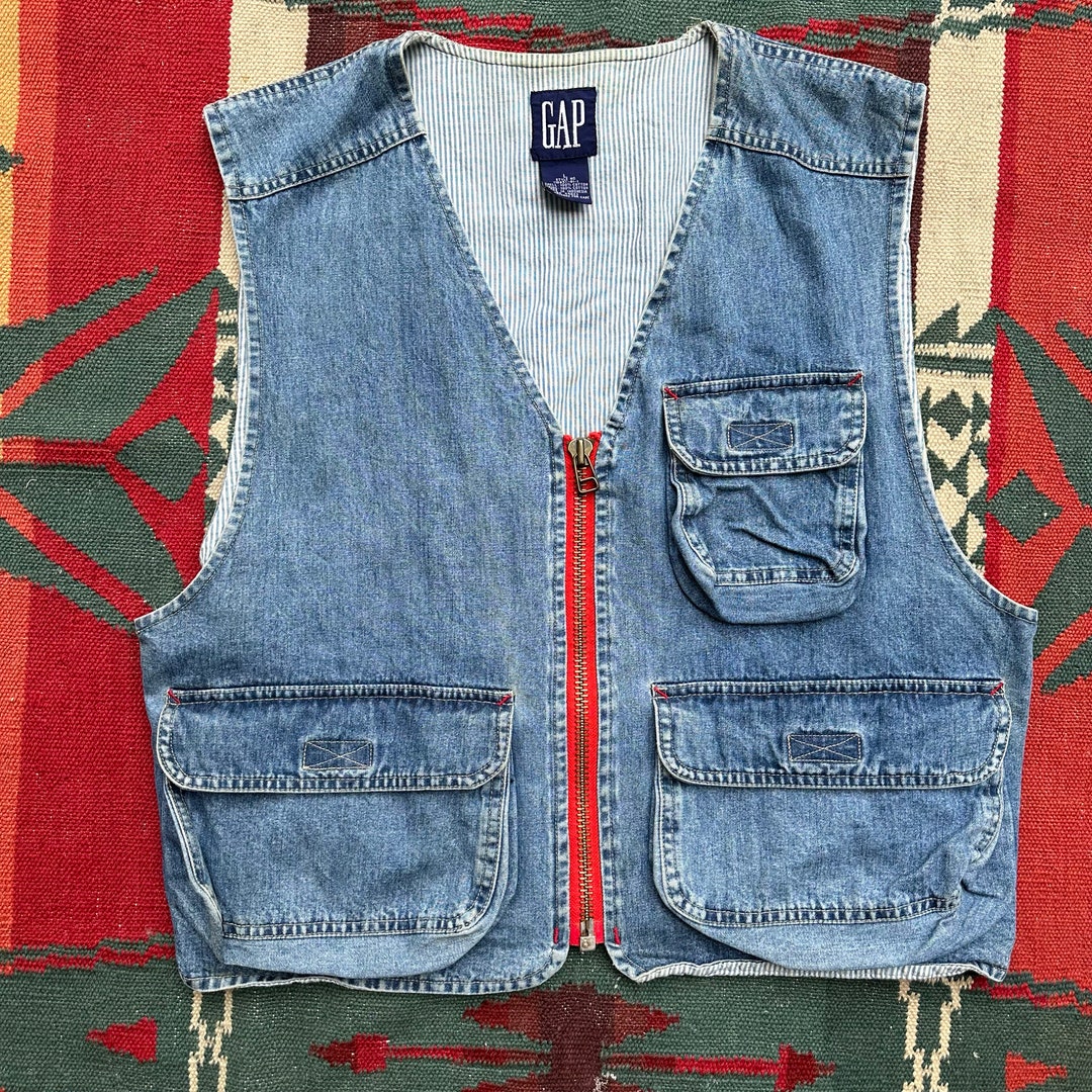Vintage 90s GAP Denim Vest - Etsy