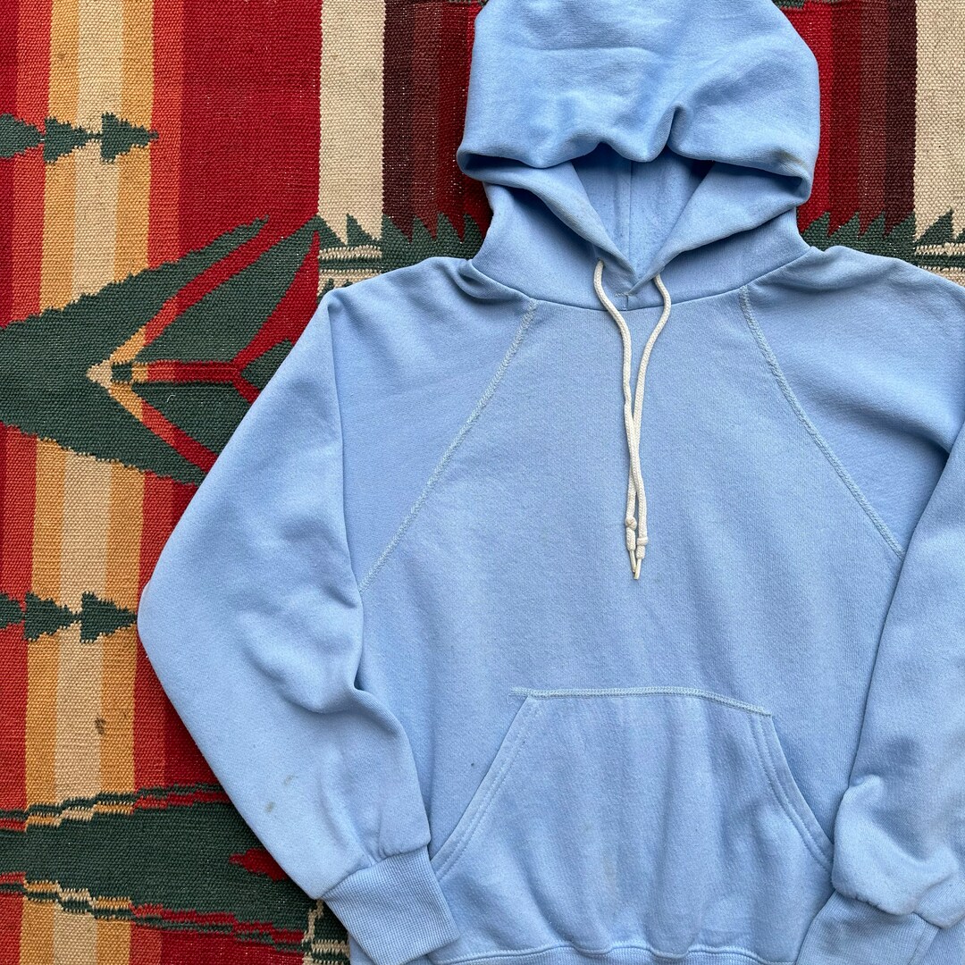 Vintage 70s Powder Blue Soft Hooded Sweatshirt - Etsy