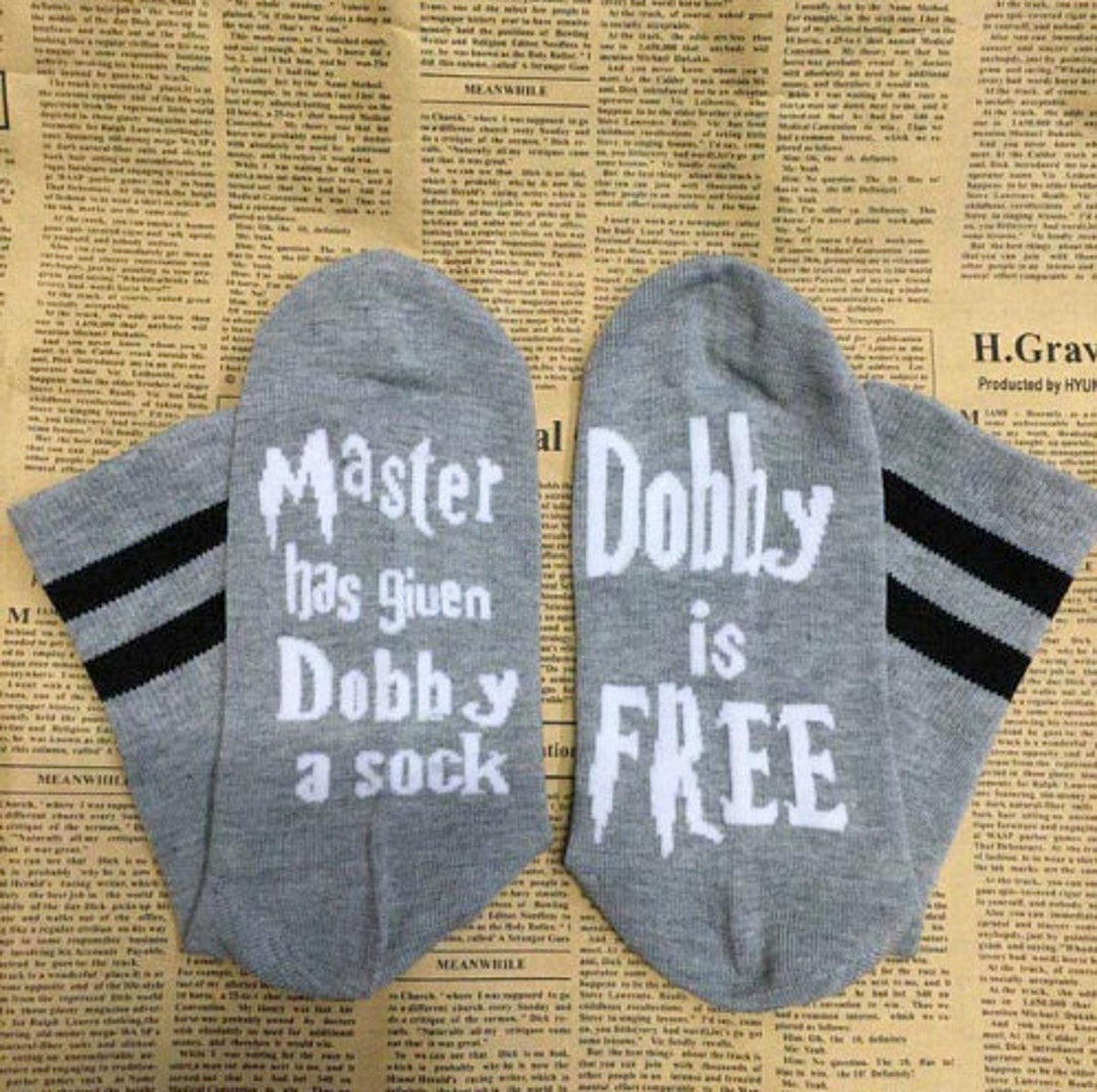 Fun Socks: master Has Given Dobby a Sock, Dobby is Free Lightgrey - Etsy
