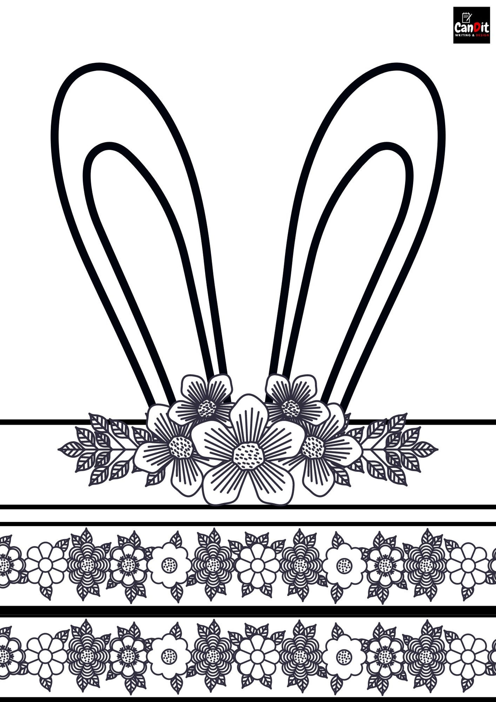 Easter Bunny Ears Crown Printables, Floral + Egg Designs Headband ...