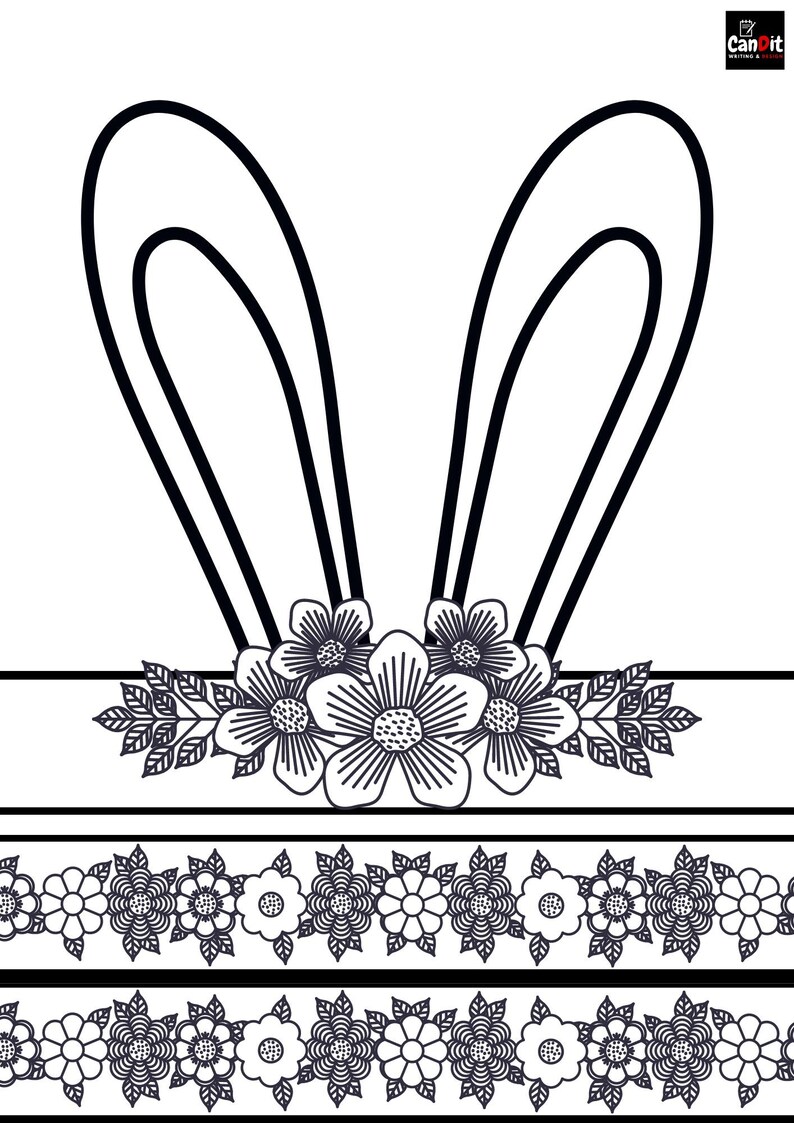 Easter Bunny Ears Crown Printables, Floral + Egg Designs Headband ...