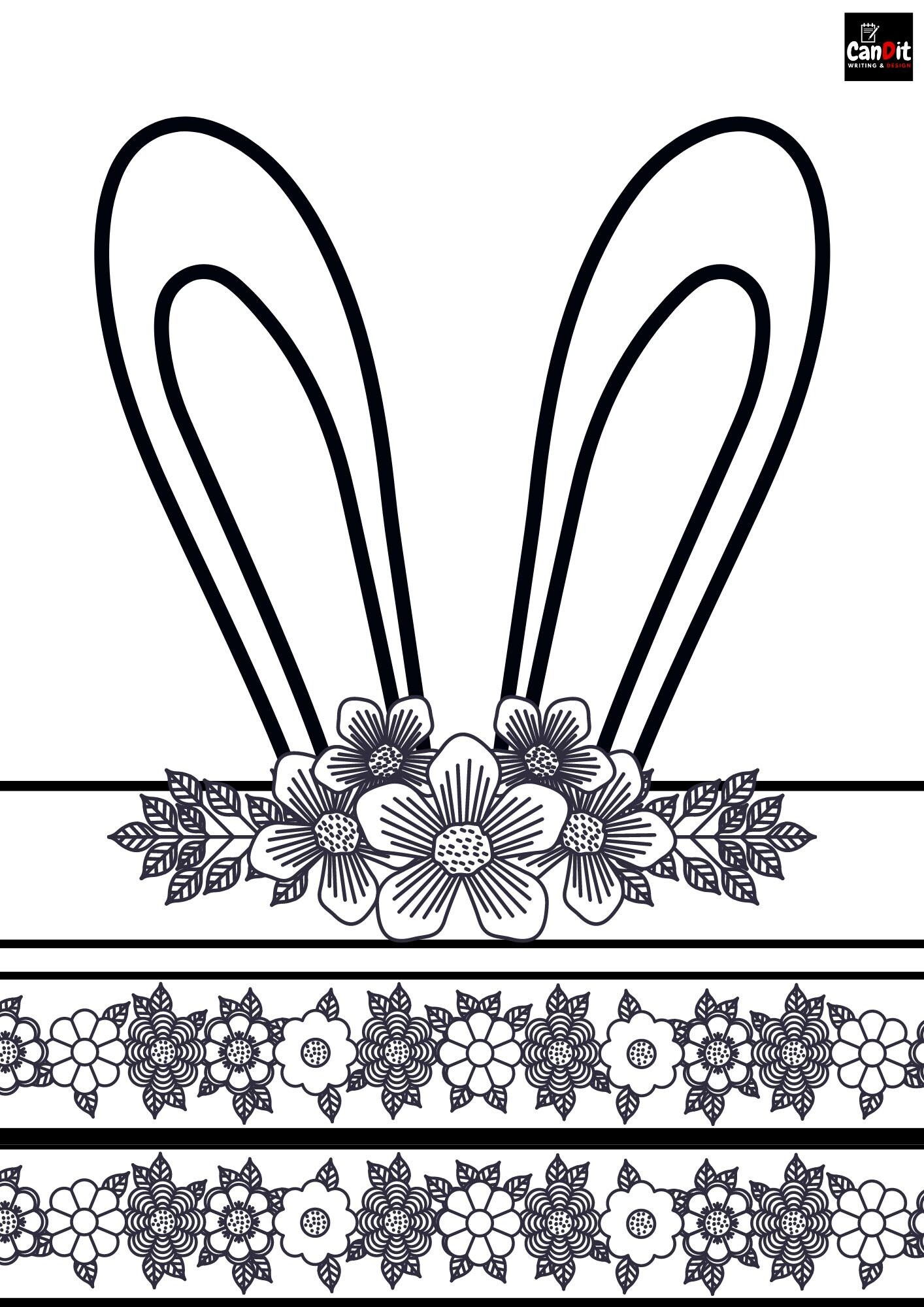 Easter Bunny Ears Crown Printables, Floral + Egg Designs Headband ...