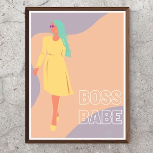 Boss Babe Printable Wall Art, Girly Office Décor, Empowered Blogger ...