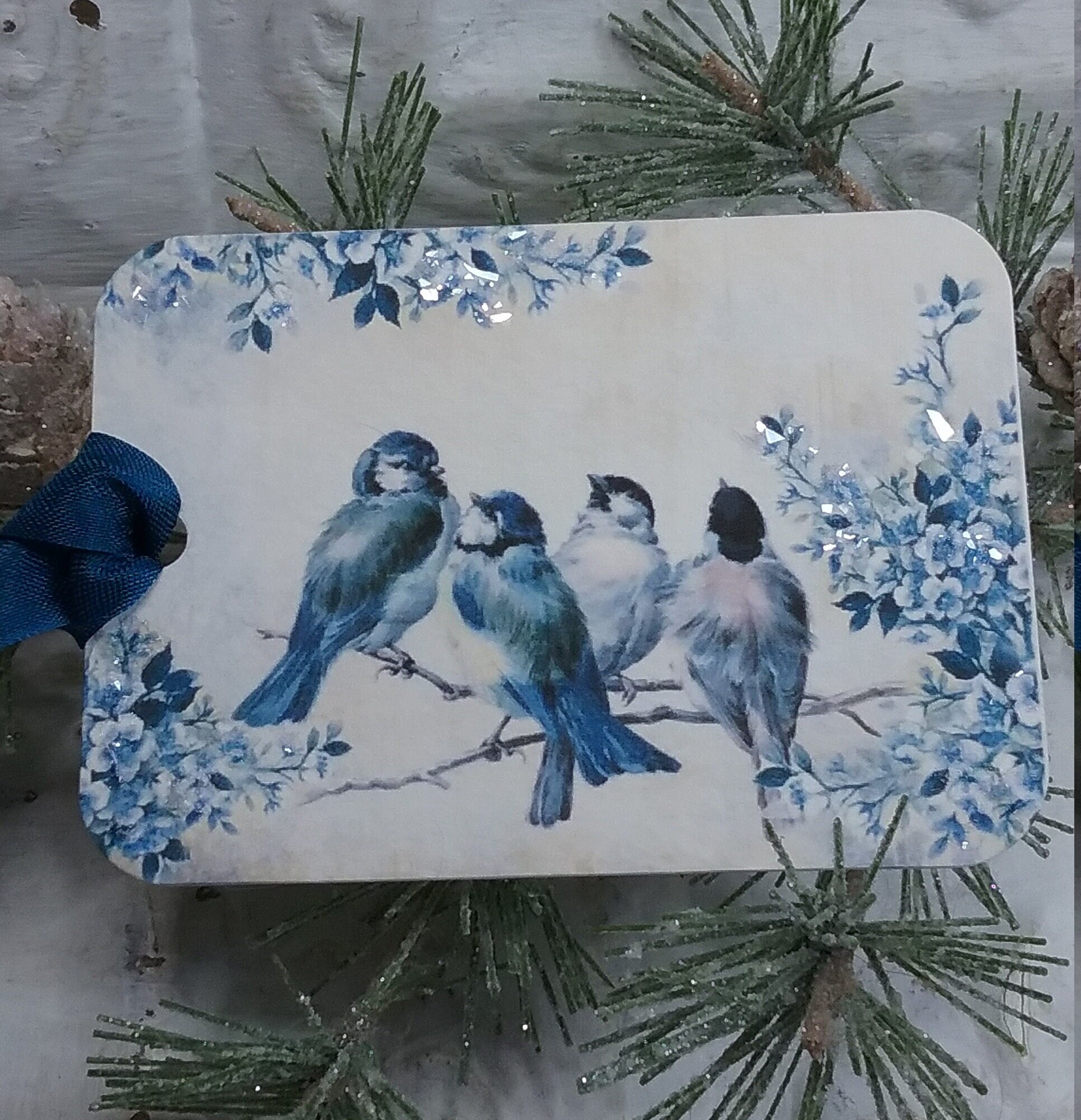 Blue Bird Gift Tags: Spring Journaling Cards, Glittered, Set of 4 - Etsy