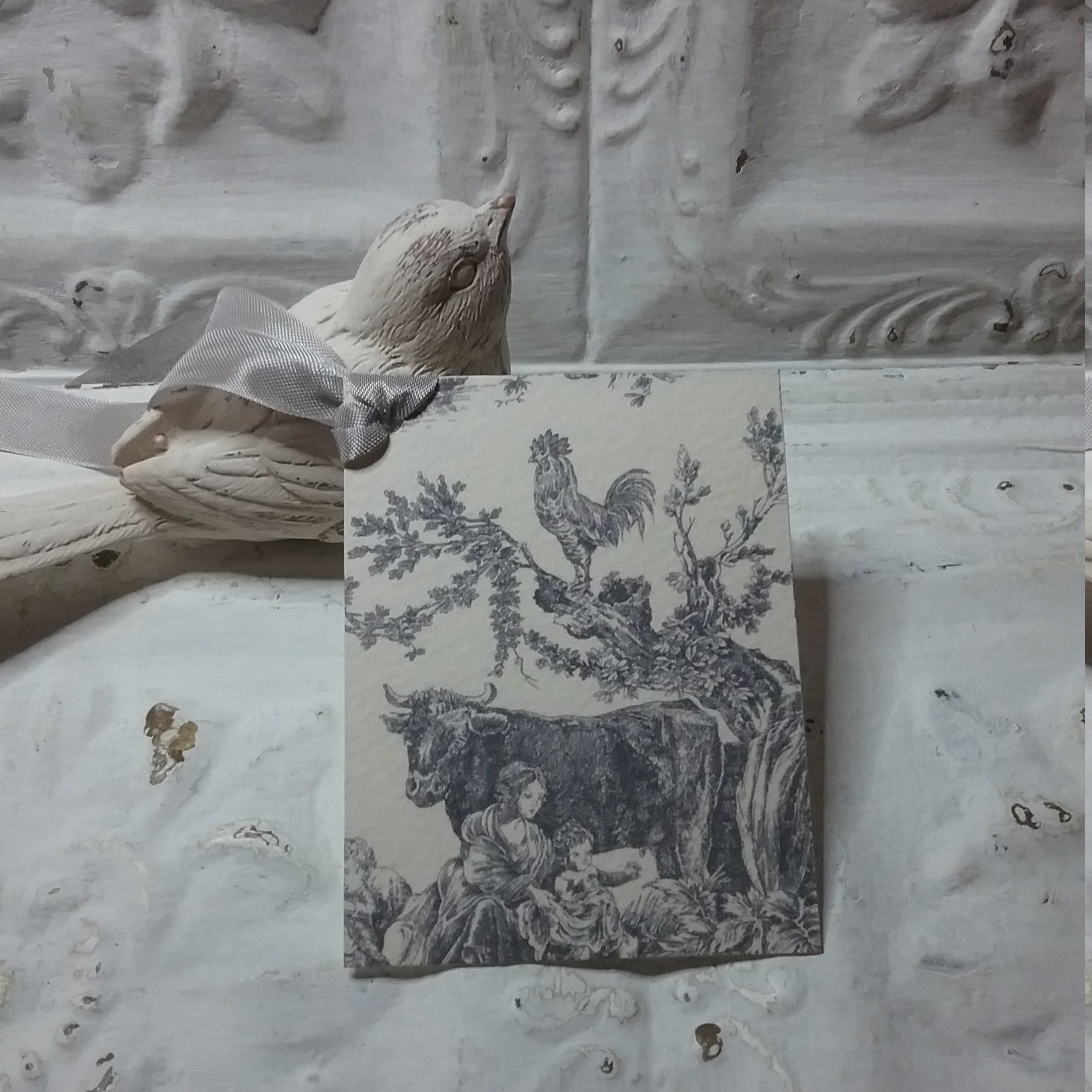 French Toile Gift Tags: Shabby Chic Maiden & Cow, Set of 4 - Etsy
