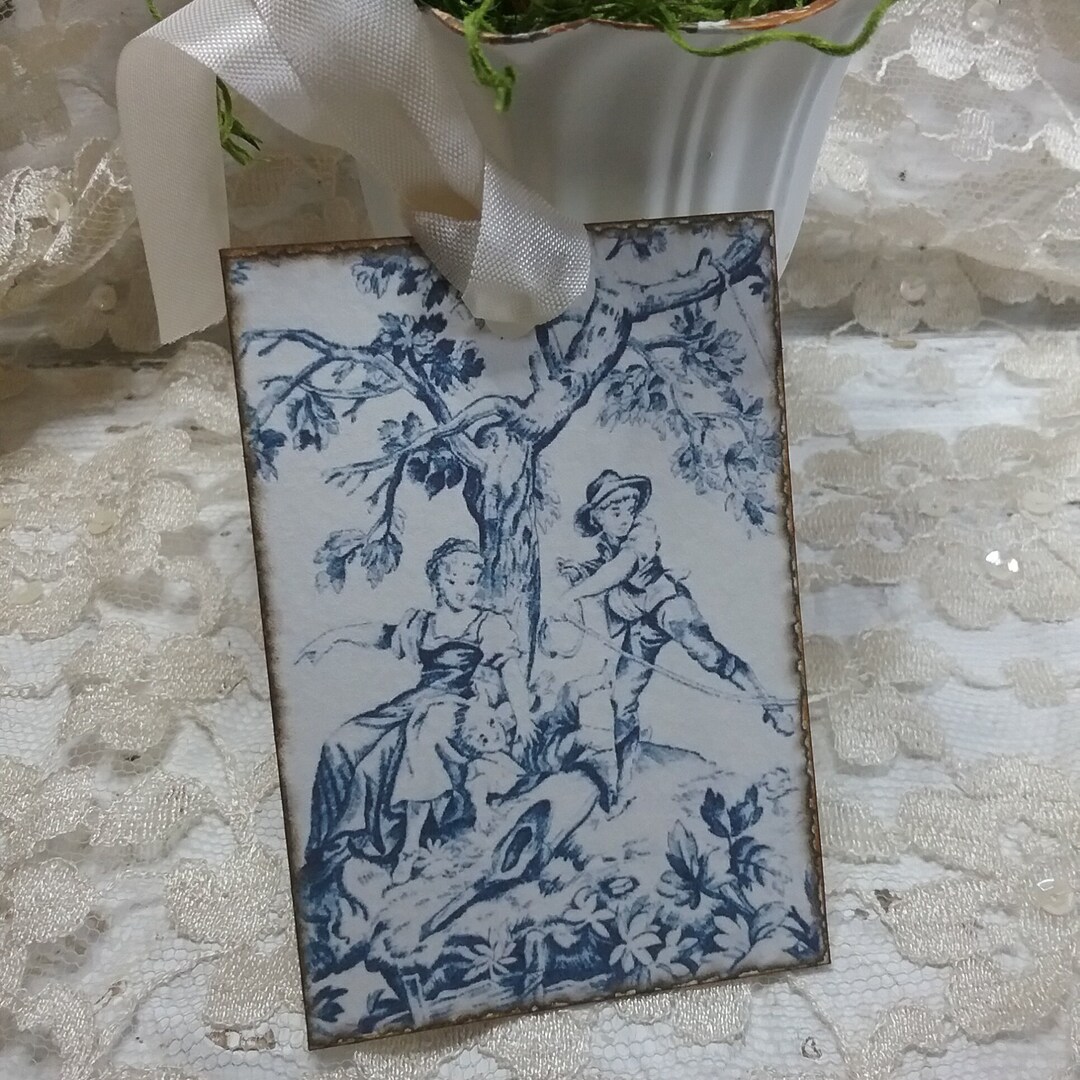 Cottage Chic Toile Tags, French Country Gift Tags, Set of Four - Etsy
