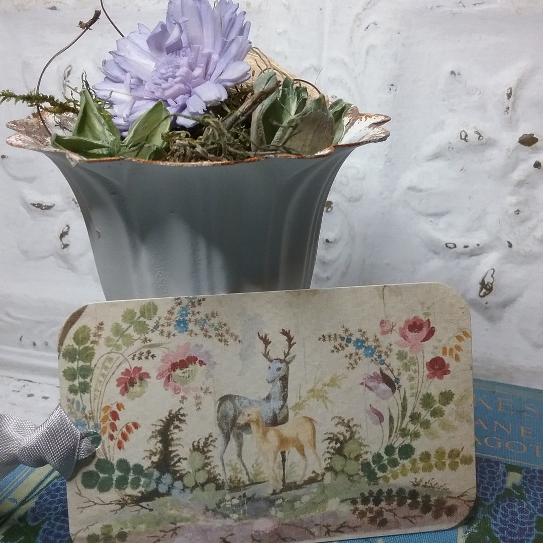 French Deer Gift Tags, Floral Forest Scene, Set of Four - Etsy