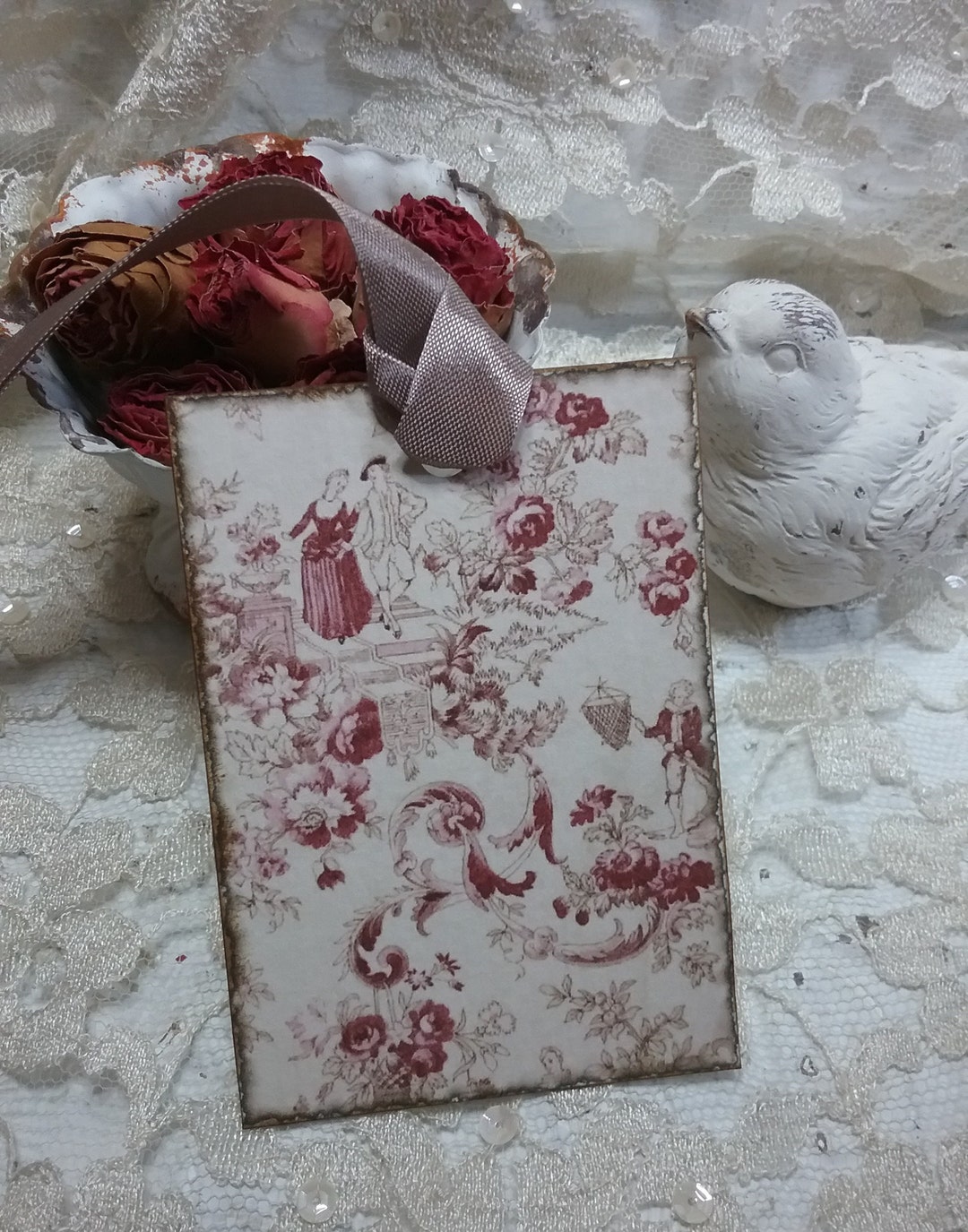 Cottage Chic Toile Tags, French Country Gift Tags, Set of Four - Etsy