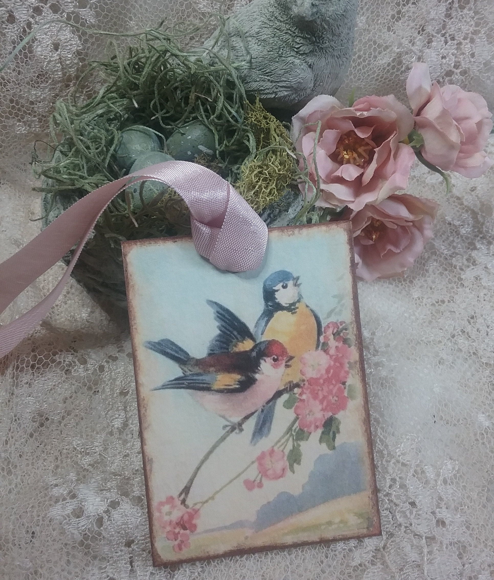 Happy Spring Bird Gift Tags, Sweet Vintage Bird Tags, Spring Tags ...