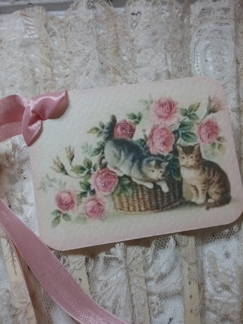 Victorian Shabby Chic Kitten Cat Gift Tags Kittens Playing - Etsy
