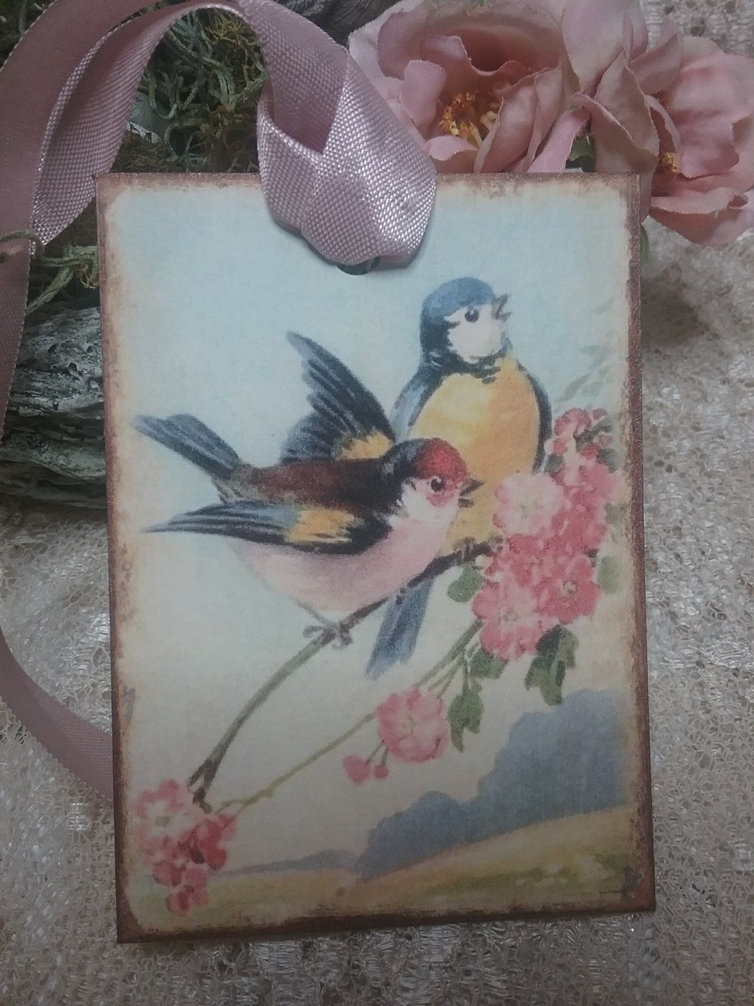 Happy Spring Bird Gift Tags, Sweet Vintage Bird Tags, Spring Tags ...