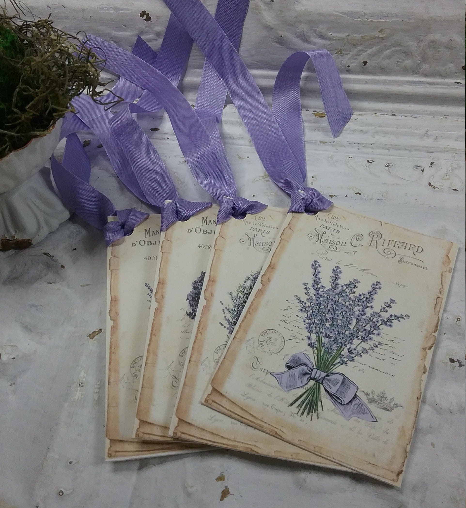 French Lavender Gift Tags, French Country Tags, Set of Four - Etsy
