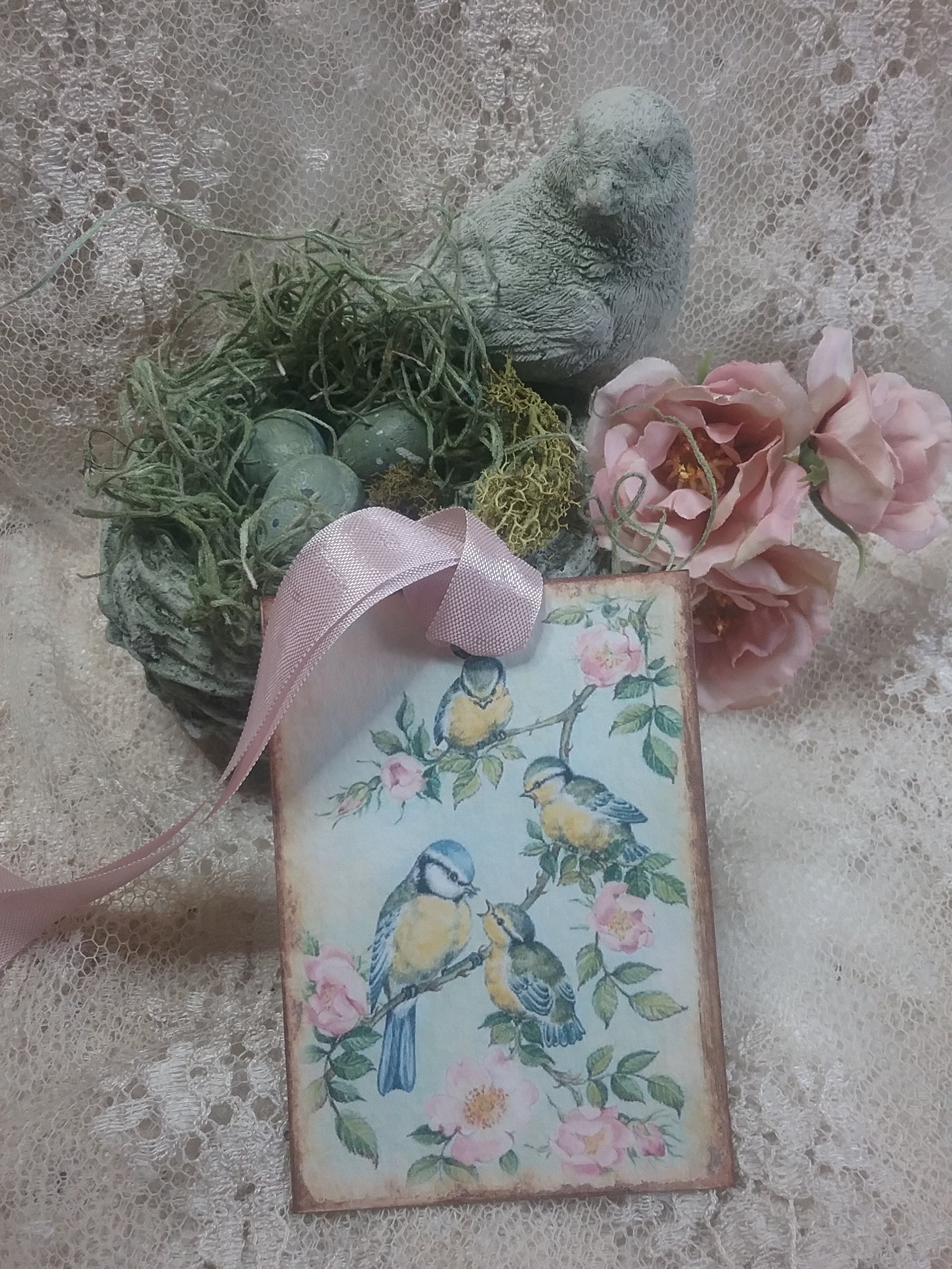 Happy Spring Bird Gift Tags, Sweet Vintage Bird Tags, Spring Tags ...