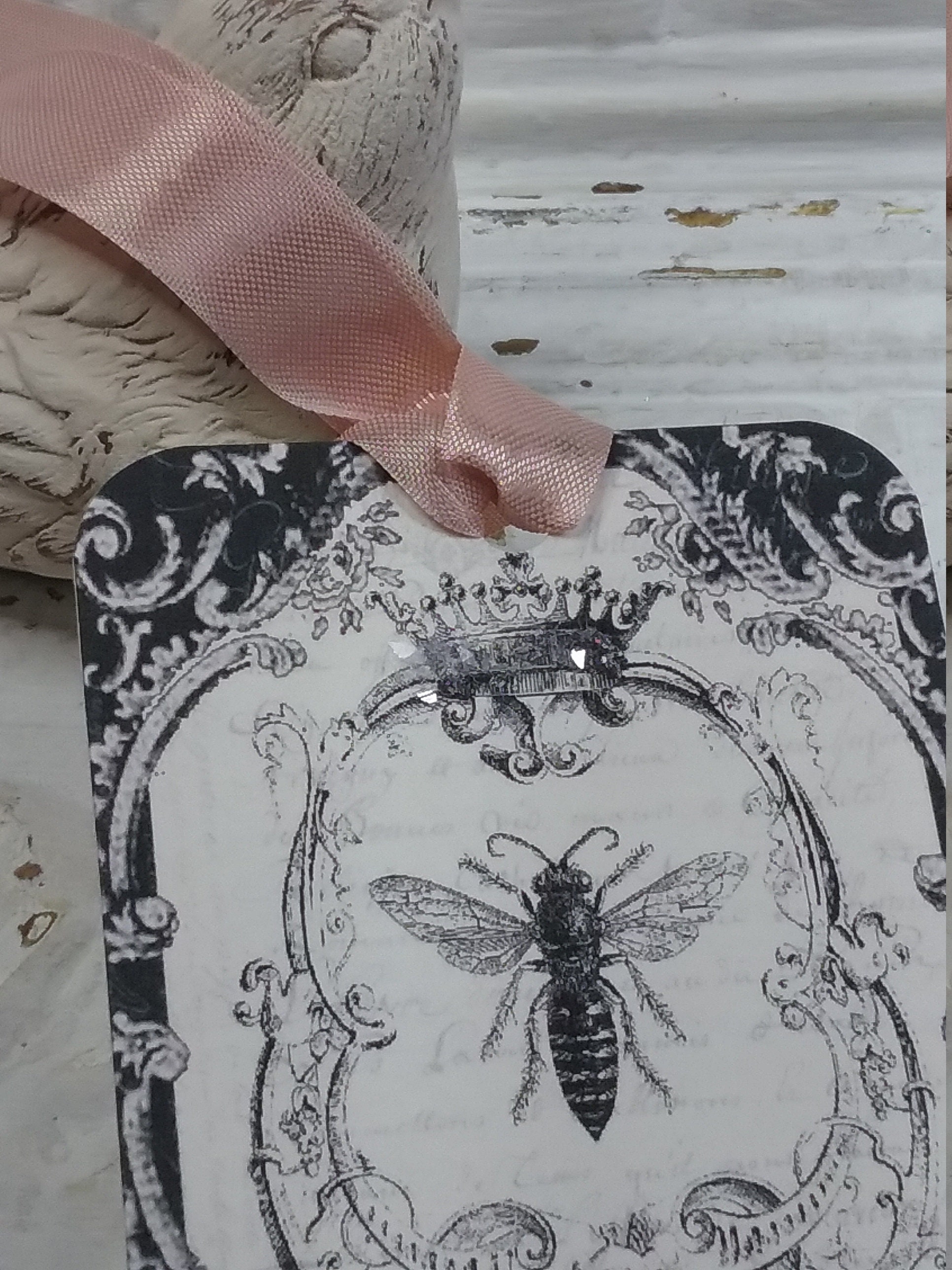 French Bee Gift Tags, Provencal Bee French Chic Tags, Glittered Gift ...