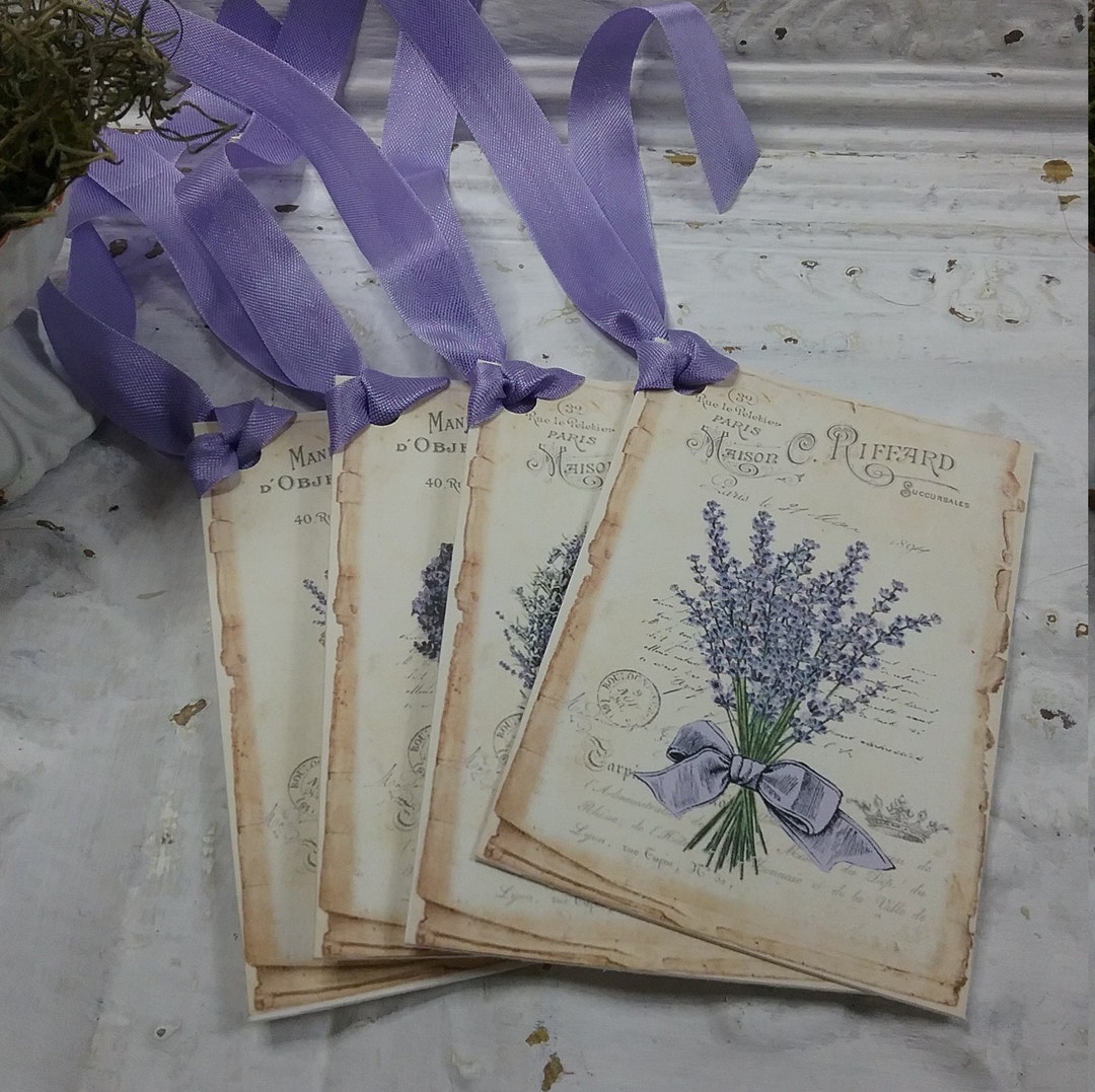 French Lavender Gift Tags, French Country Tags, Set of Four - Etsy
