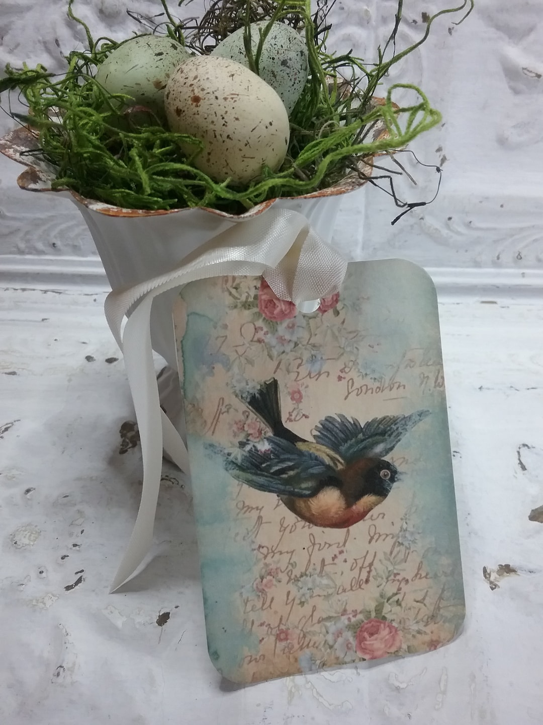 Shabby Chic Bird Gift Tags, Romantic Vintage Style Bird Tags, Set of ...