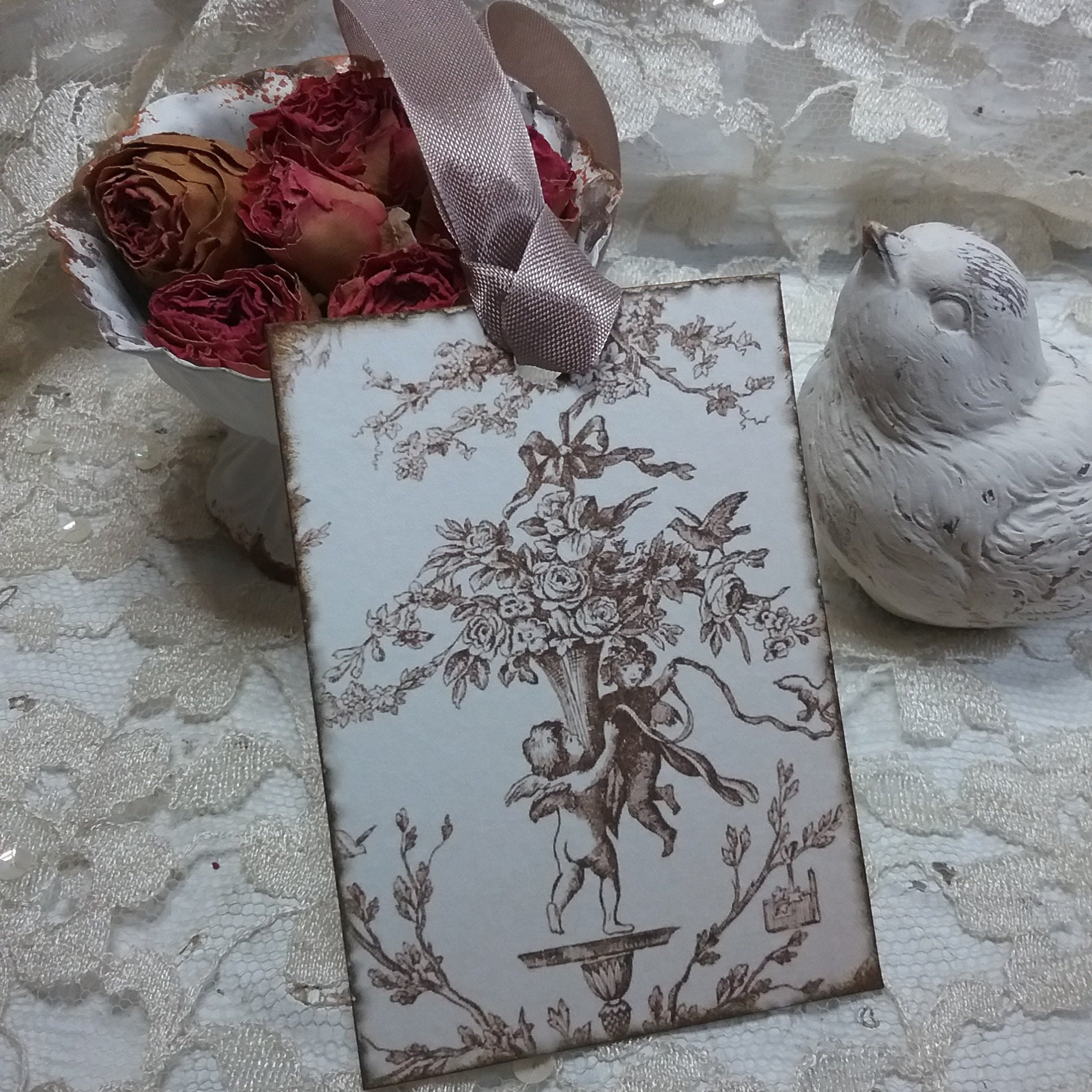 Cottage Chic Toile Tags, French Country Gift Tags, Set of Four - Etsy
