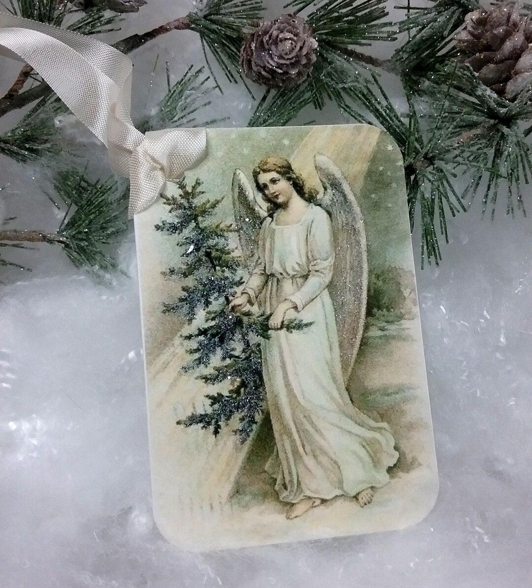 Victorian Snow Angel With Tree Gift Tags: Classic Christmas Tags ...