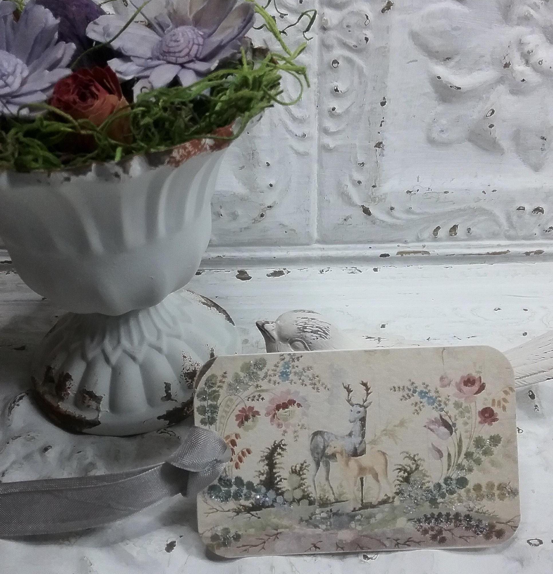 French Deer Gift Tags, Floral Forest Scene, Set of Four - Etsy