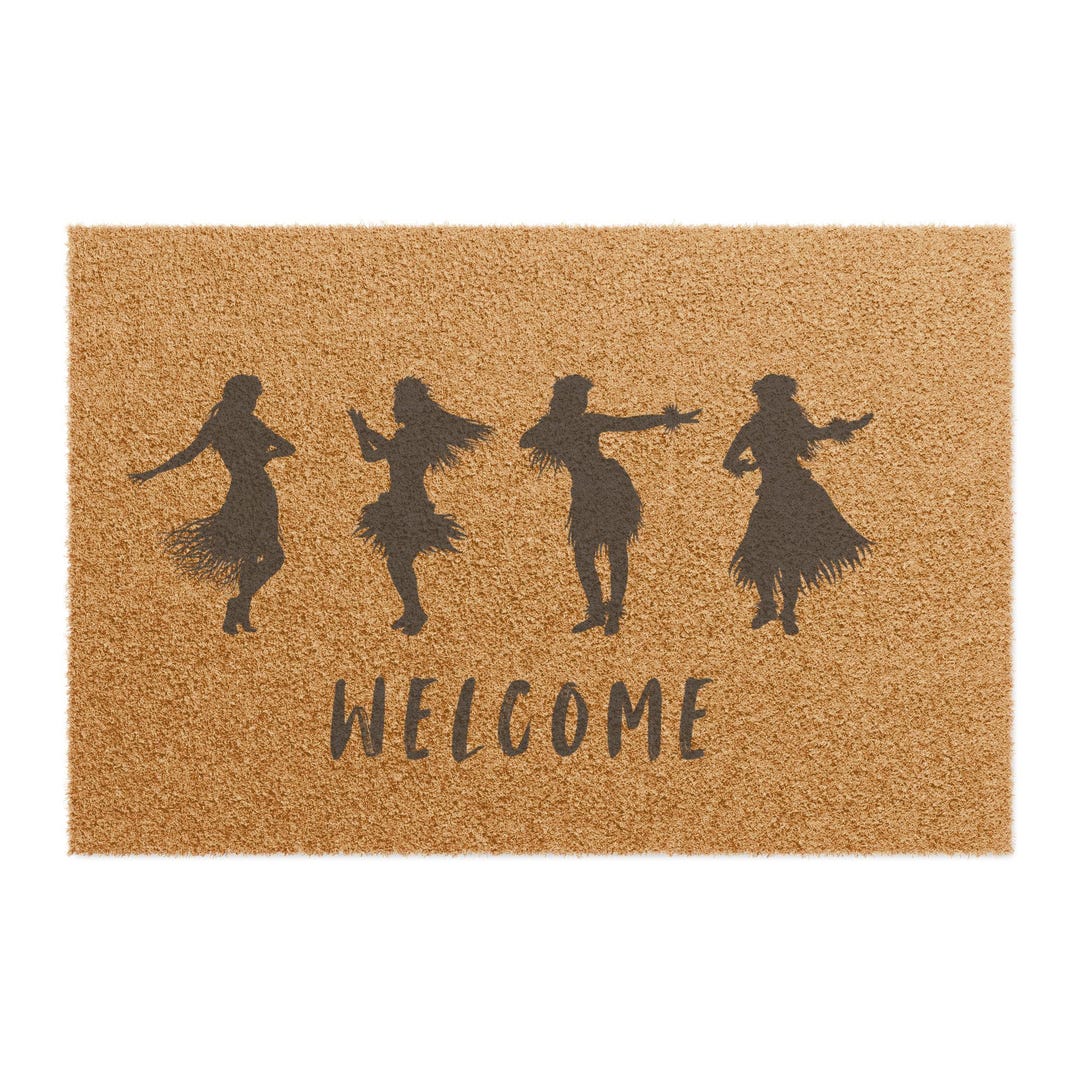 Hawaiian Hula Dancers Welcome Doormat | Coir Welcome Mat With ...