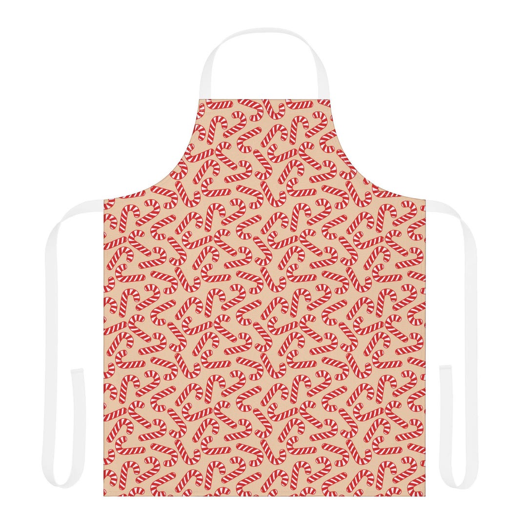 Red Candy Cane Pattern Apron | Christmas Holiday Baking Apron - Etsy