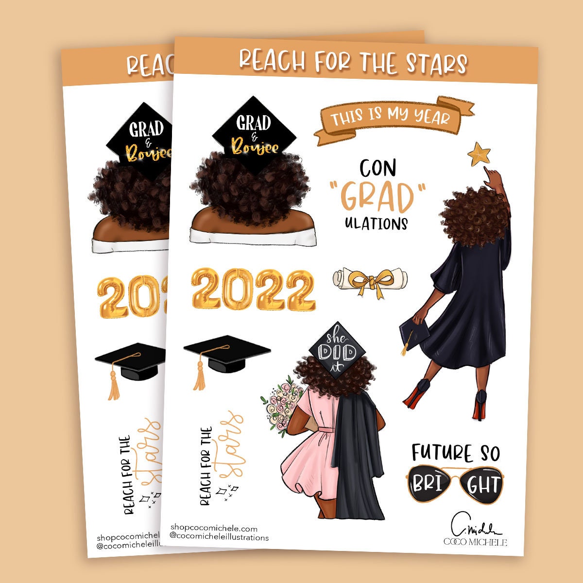 Reach for the Stars Graduation Sticker Sheet Coco Michele - Etsy