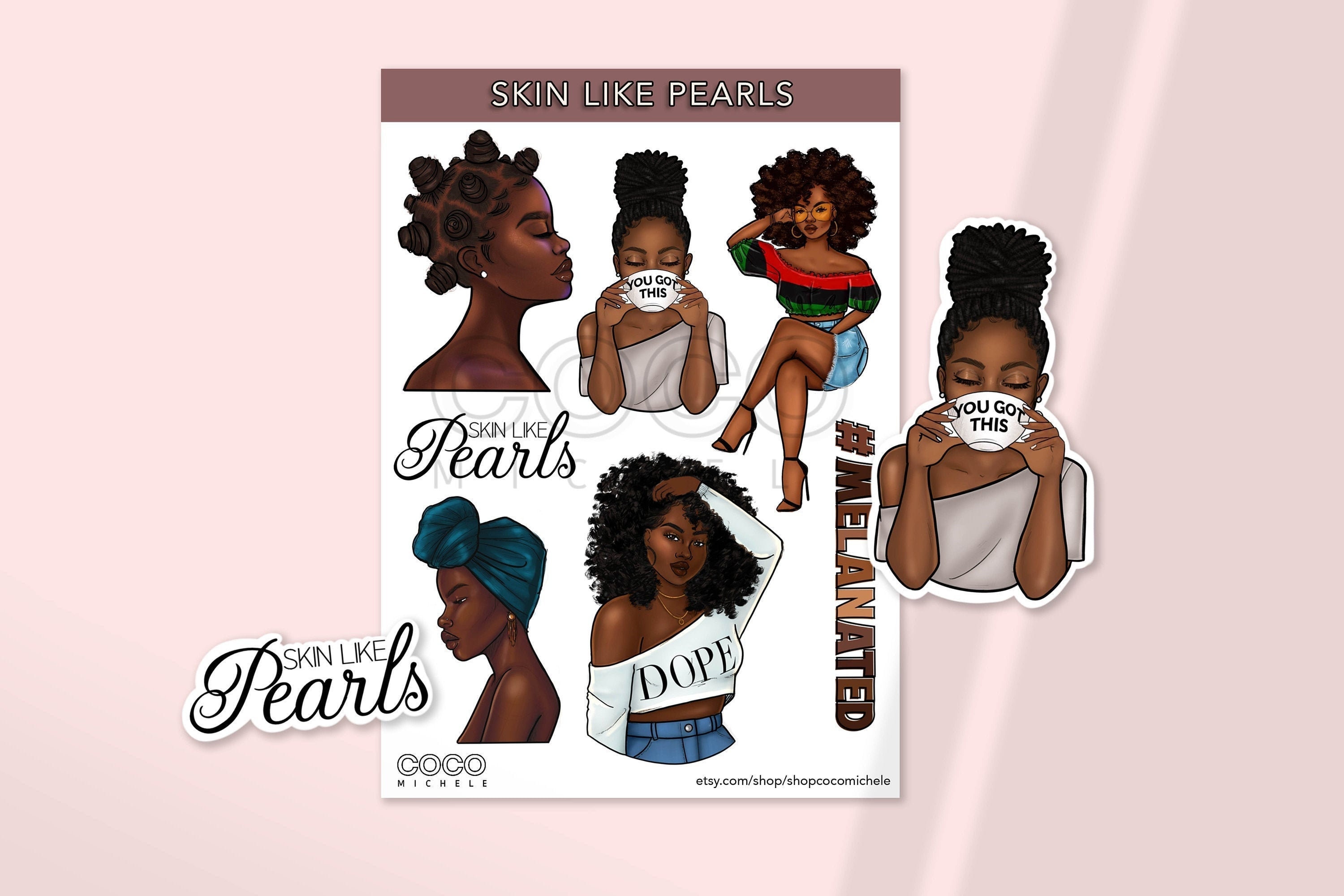 Like Pearls Sticker Sheet African American Planner Girl Coco Michele