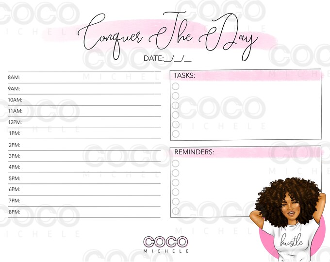 Printable Daily Planner With African American Illustration - Etsy