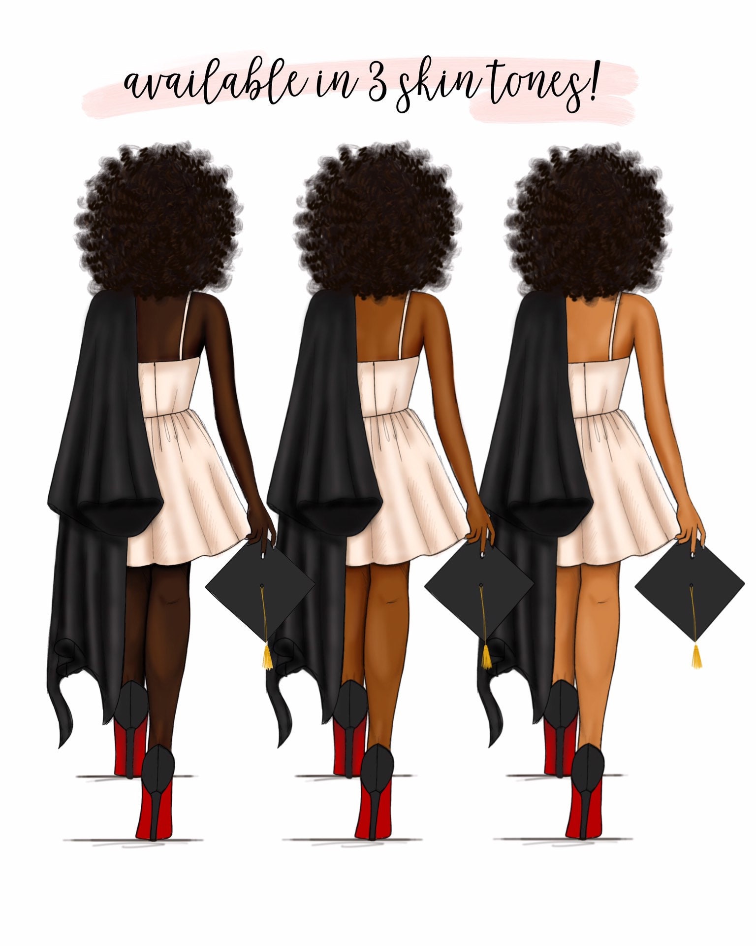 African American Graduation Art Print Fashion Illustration - Etsy
