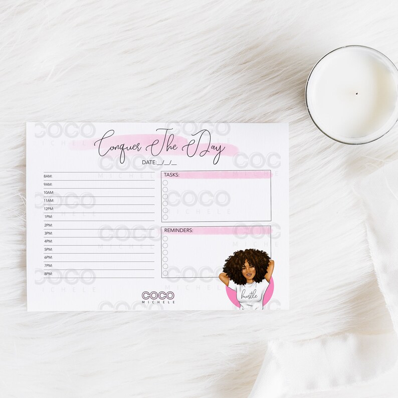 Printable Daily Planner with African American Illustration | Etsy