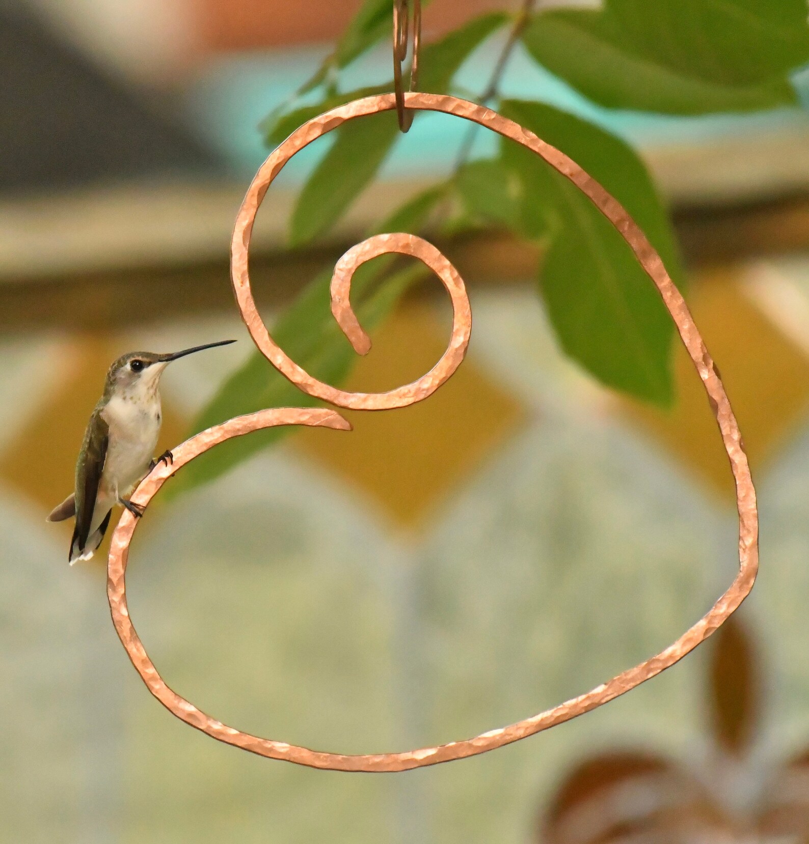 Shape of My Heart Hummingbird Perch Hammered Copper - Etsy
