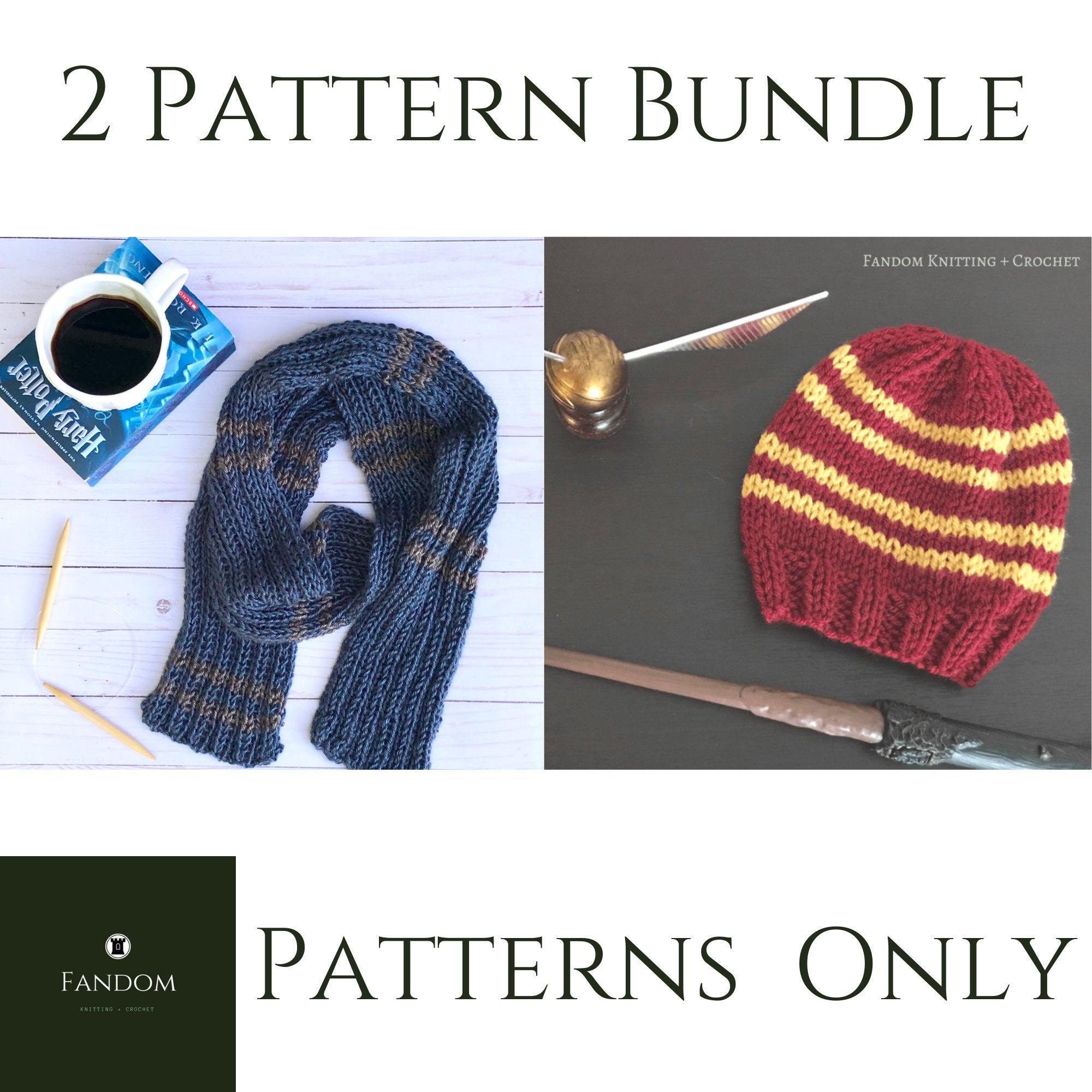 Knitting Pattern Bundle / Wizard School Spirit Scarf and Hat Knit ...