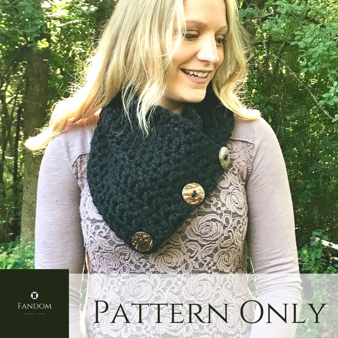Button Cowl Crochet Pattern Easy Crochet Scarf Pattern - Etsy