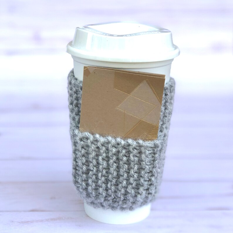 Knit Pocket Cup Cozy Pattern, Coffee Sleeve Knitting Pattern Gift Card ...
