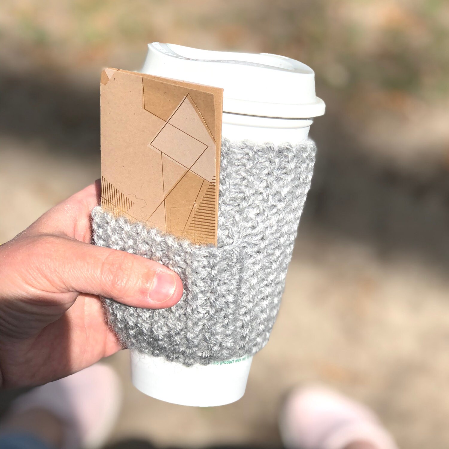 Knit Pocket Cup Cozy Pattern, Coffee Sleeve Knitting Pattern Gift Card ...