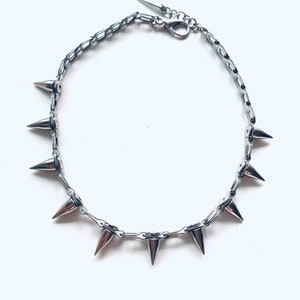Silver Spike Choker/necklace on Unique Stainless Steel Chain/simple and ...