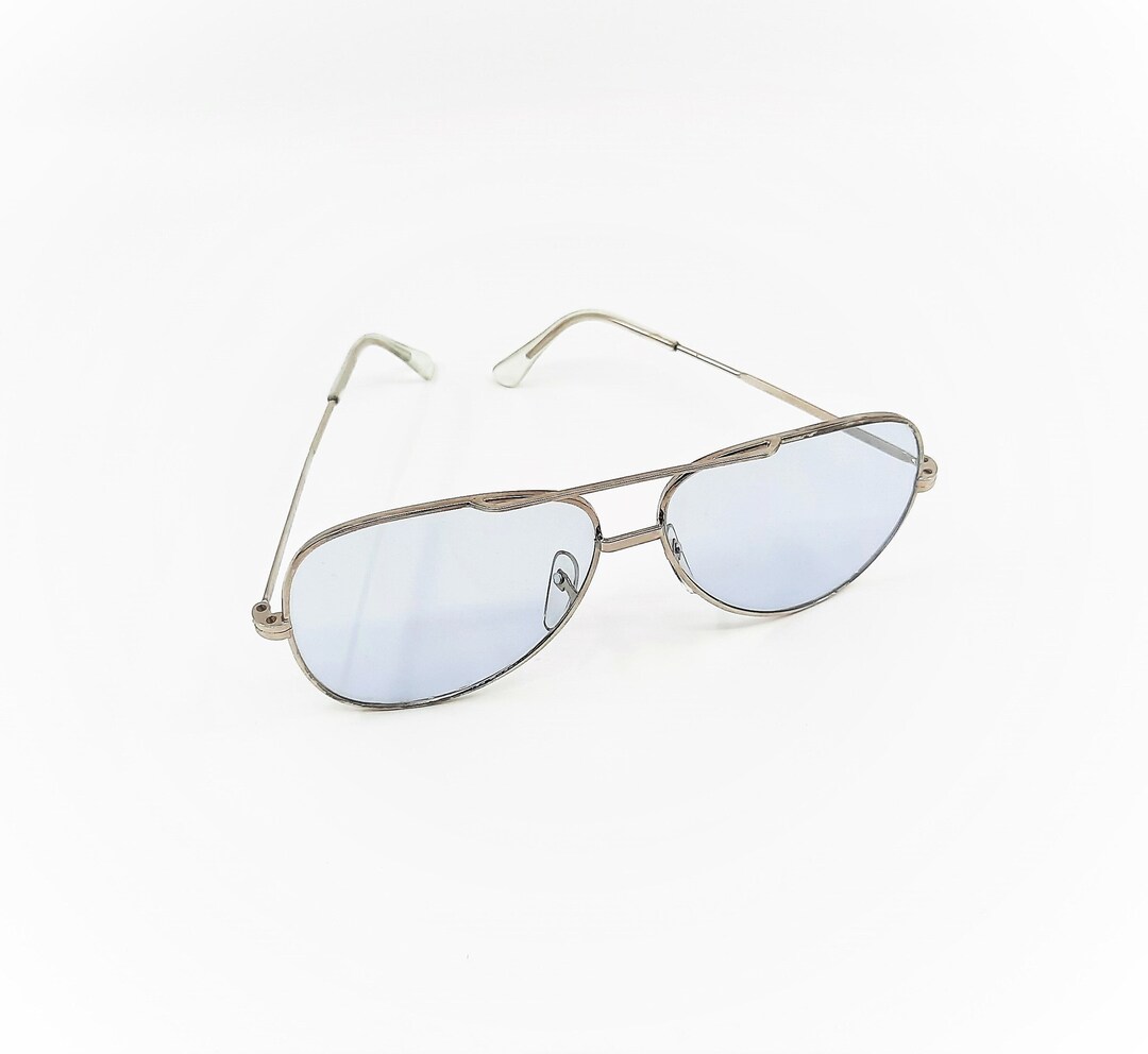 1970s 80s Oversized Aviator Sunglasses Vintage Silver Frame Aviator ...