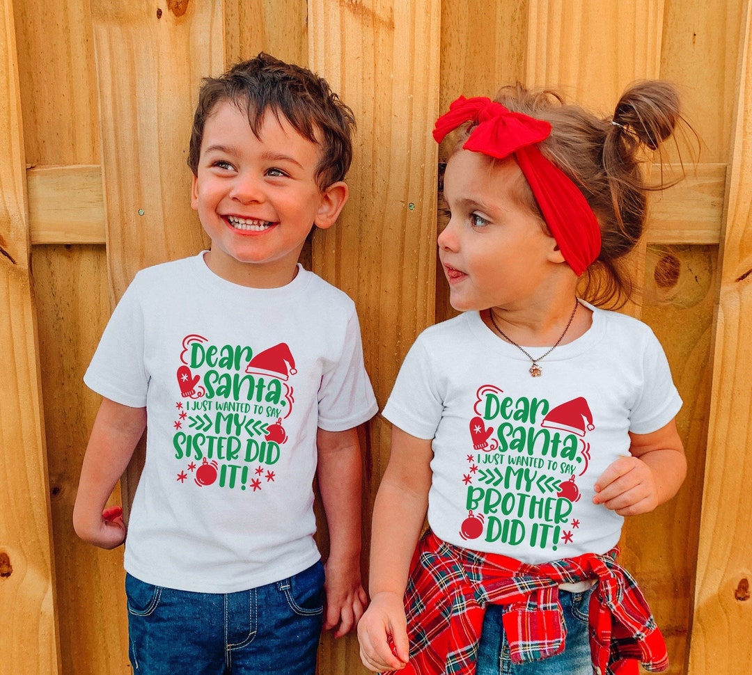 Brother and Sister Christmas Shirt, Brother and Sister Santa Claus ...