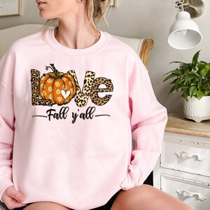 Love Fall Y'all Sweatshirt, Leopard Print Fall Sweatshirt, Fall Pumpkin ...