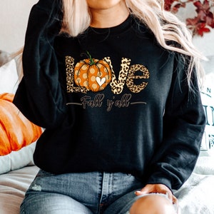 Love Fall Y'all Sweatshirt, Leopard Print Fall Sweatshirt, Fall Pumpkin ...