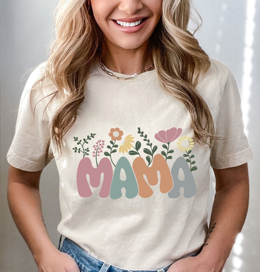 Mama Floral Shirt, Mommy T-shirt,trendy Mom Shirt,retro Flower Mom ...
