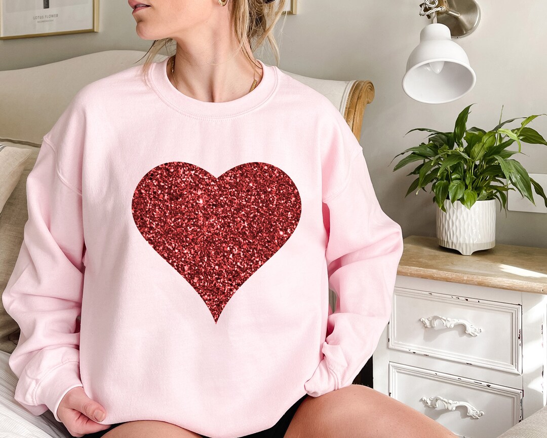 Glitter Heart Sweater,love Sweatshirt , Valentines Day Sweater ...