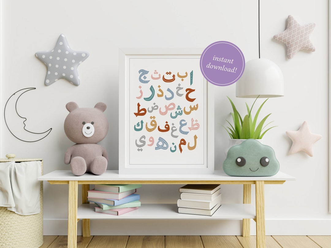 Arabic Alphabet Poster, Nursery Wall Art, Al-abjadiyah ABC Letters ...