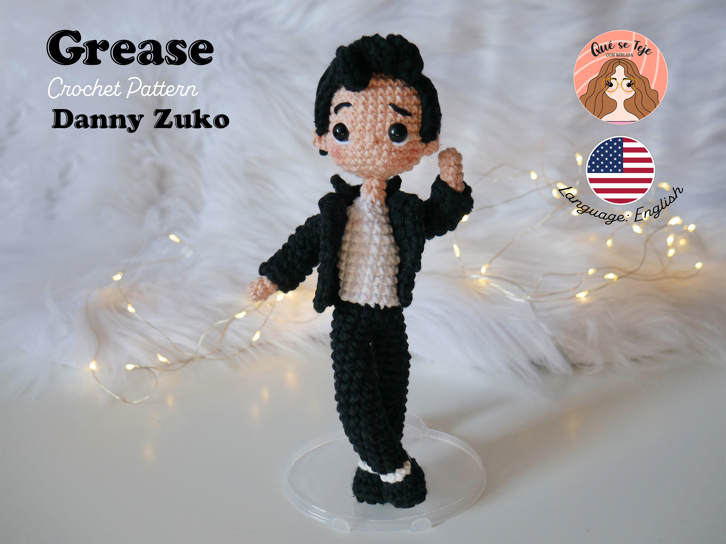Crochet PATTERN - Danny Zuko - Grease - PDF - Amigurumi Doll - English ...
